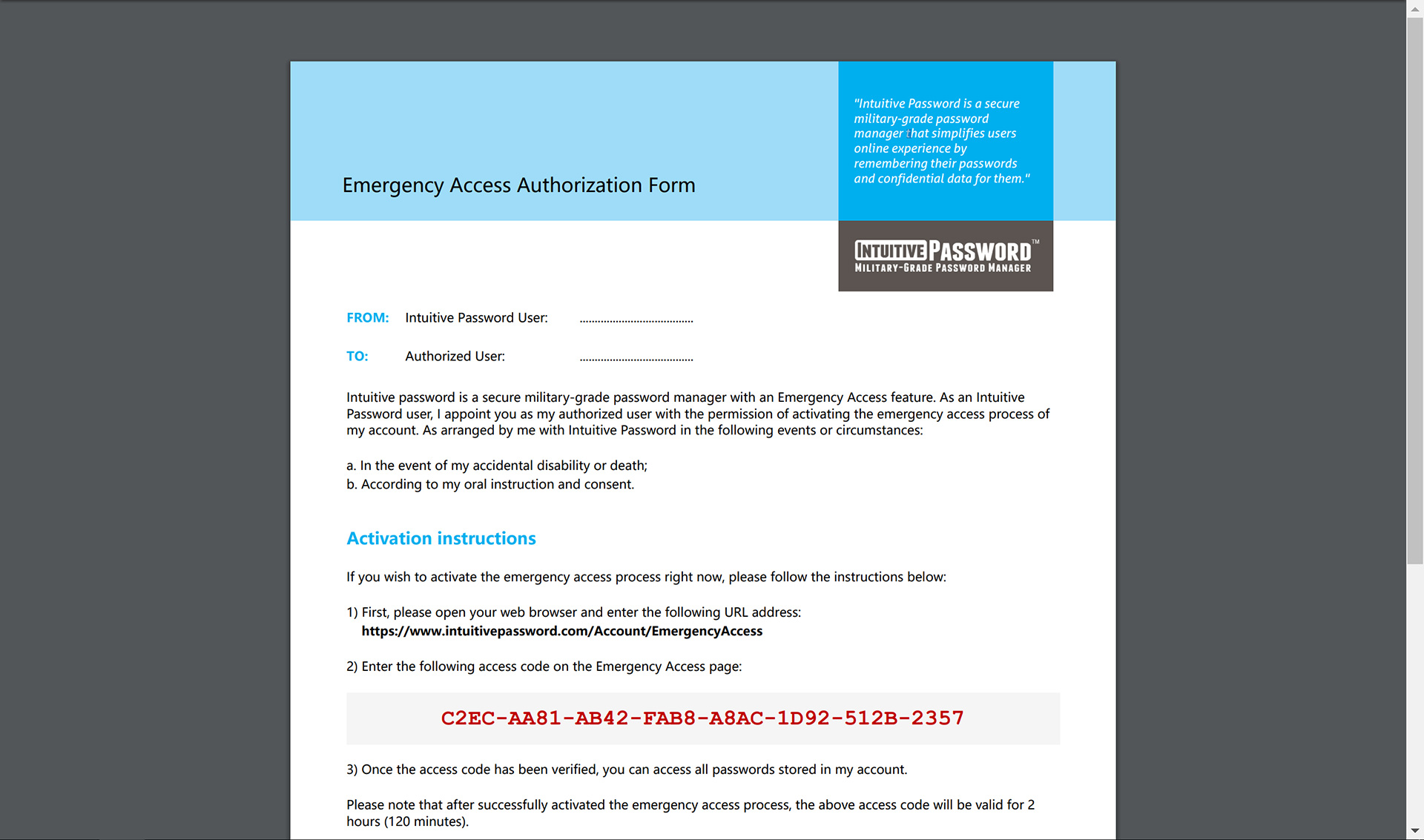 Intuitive Password User Manual
